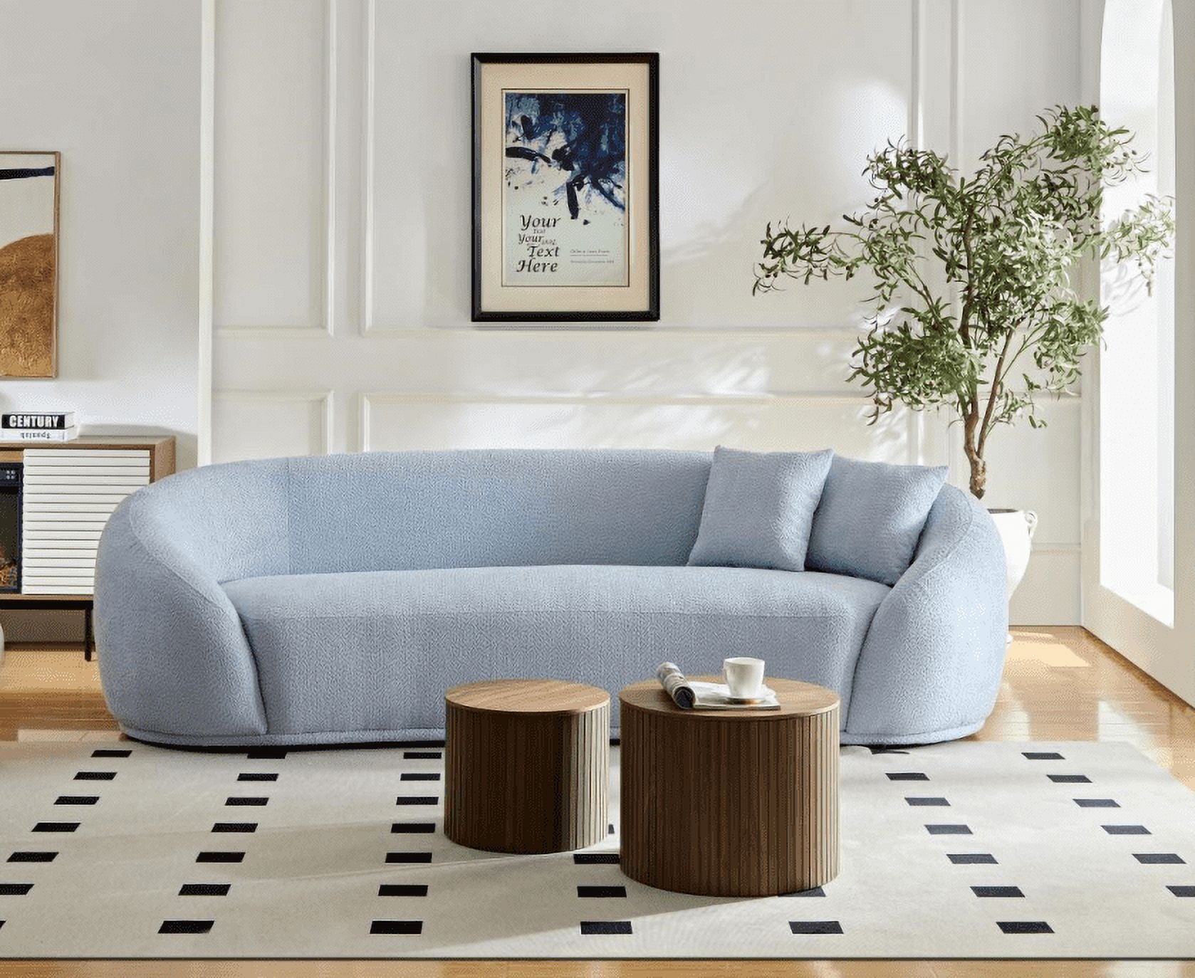3-Seater Modern Cloud Loveseat Sofa with 2 Pillows, Boucle Fabric Half ...