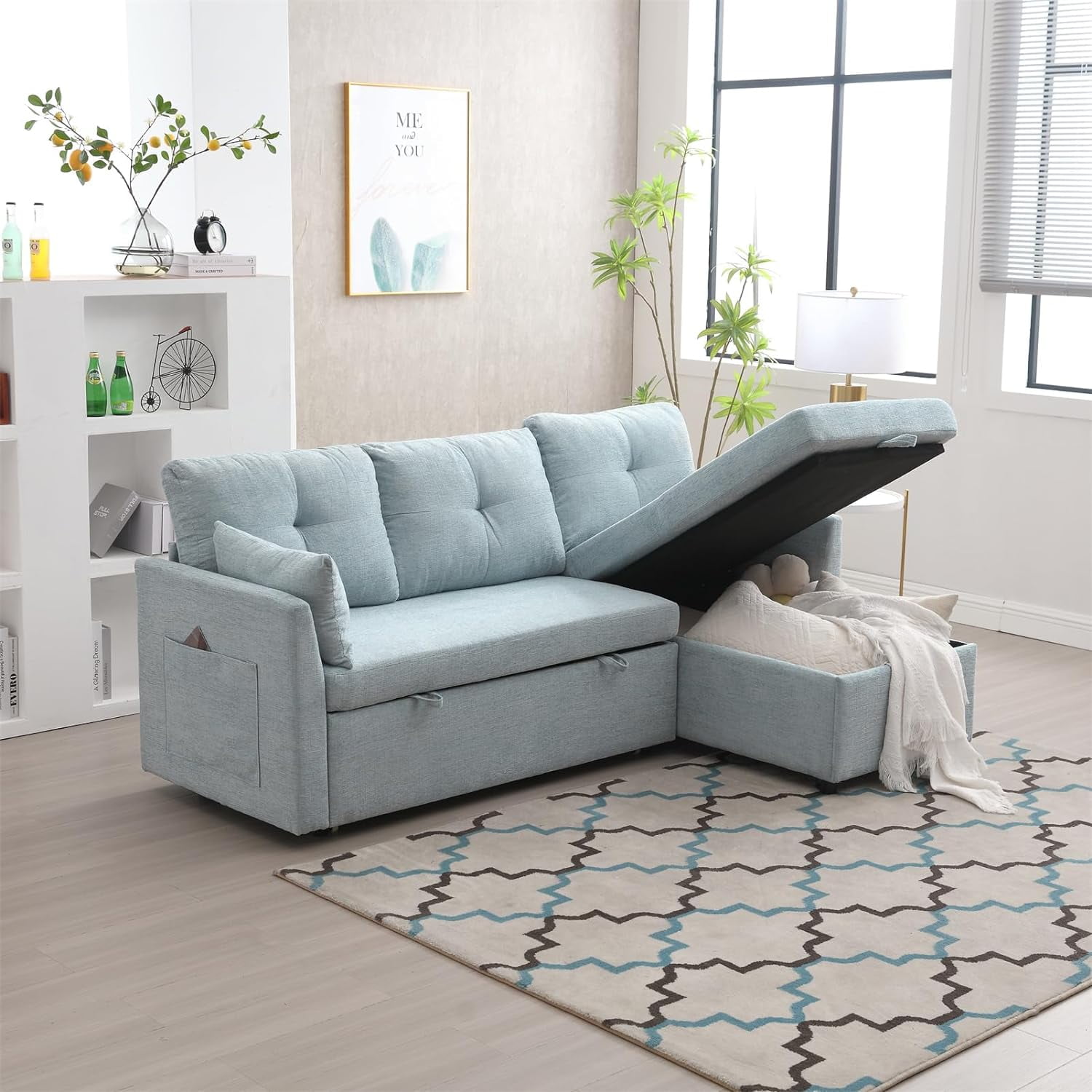 Tabaray 3 Seater Modular Sectional Sofa with Pull Out Bed and ...