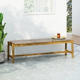 3-Seater Outdoor Bench, Rustic Acacia Wood with Polyethylene Rattan ...