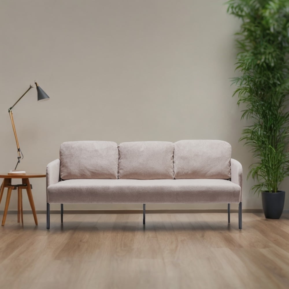 3 Seater Polyester Fabric Sofa with Ottoman, Modern Upholstered Sofa ...