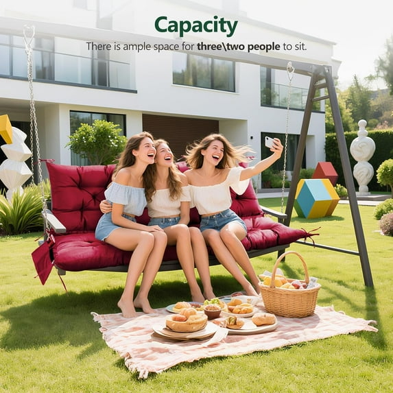 3 Seater Porch Swing Cushion, Wine Red, 60 x 40 Inches - Walmart.com