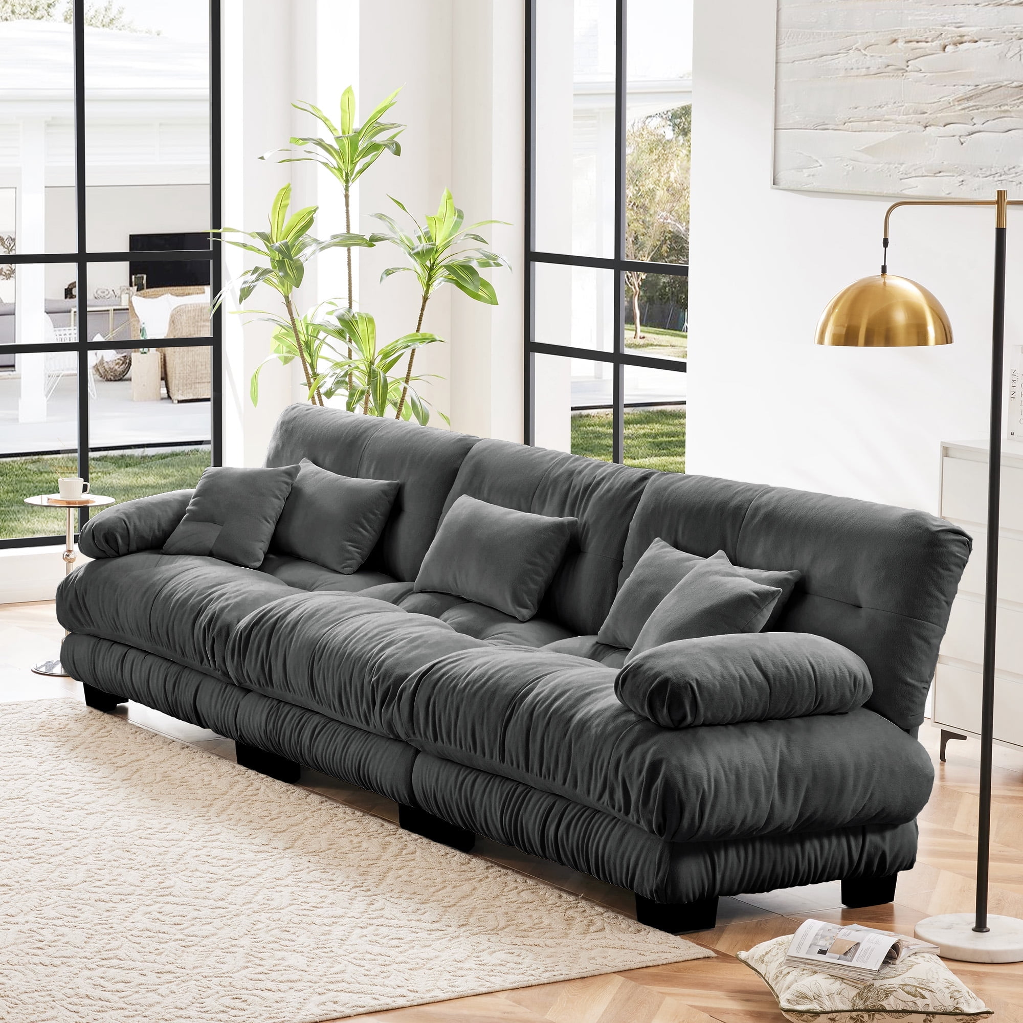 KYLE & KAY 3 Seater Sectional Sofa Couch, Chenille Deep Seat Cloud ...