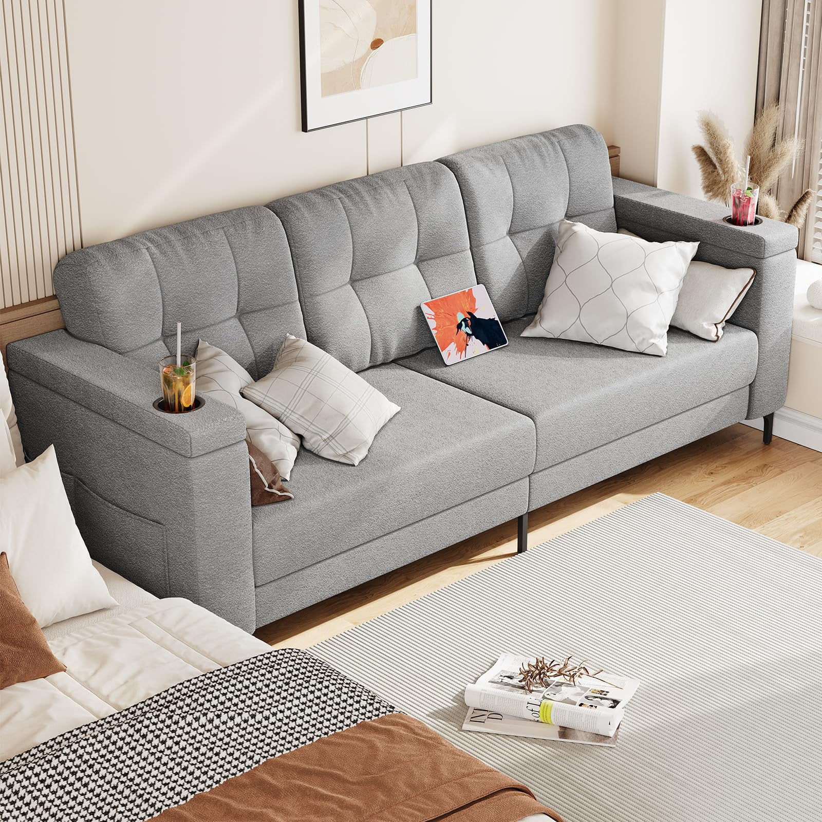 3 Seater Sofa, 83 Inch Sofa, Comfy Sofa Couch with Extra Deep Seats ...