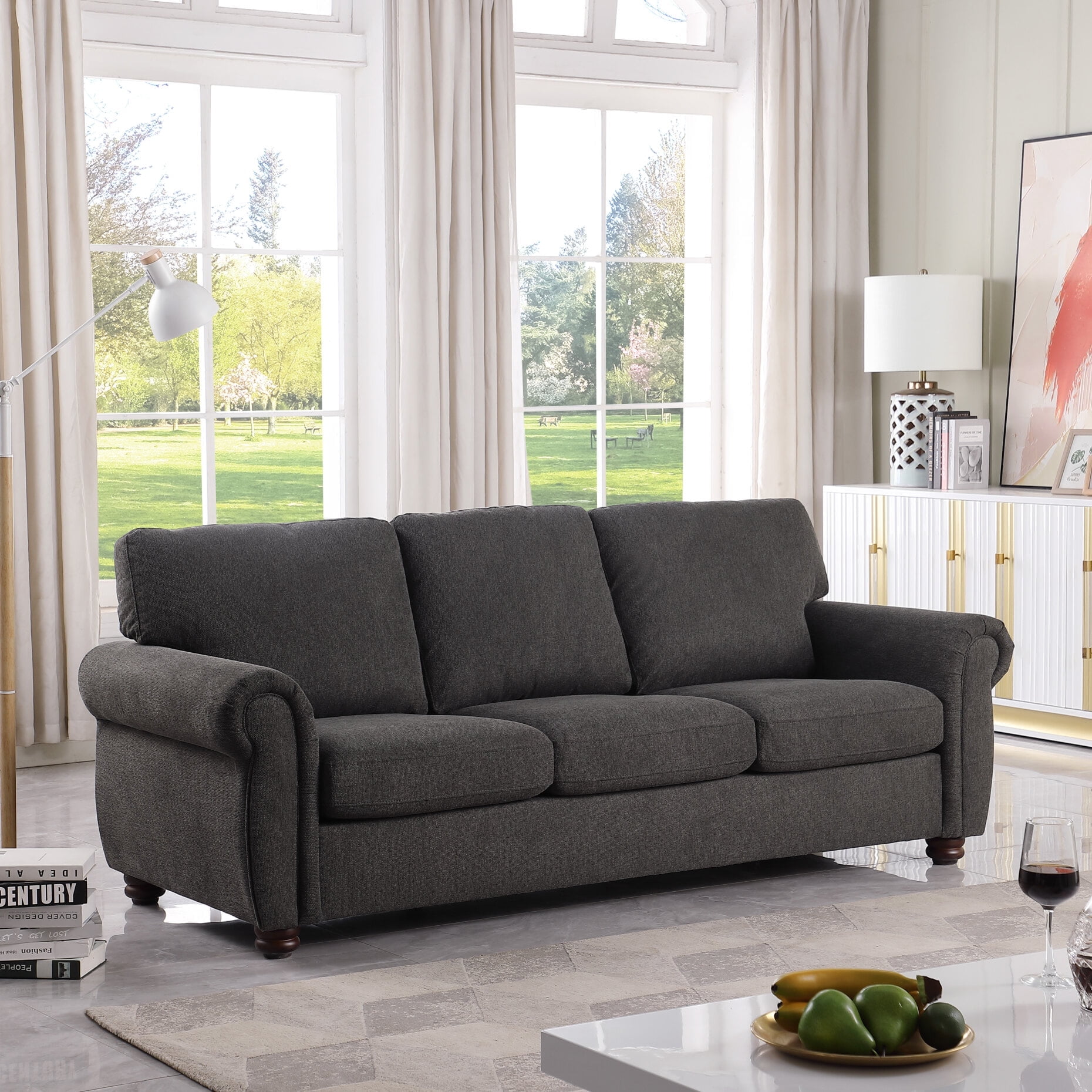 3 Seater Sofa Couch for Living Room, Modern Upholstery Sofa with Sturdy ...