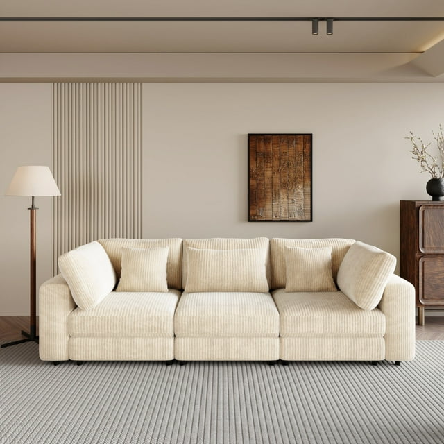 3 Seater Sofa, Modern Sofa Couch with Removable Back Cushions and 5 ...