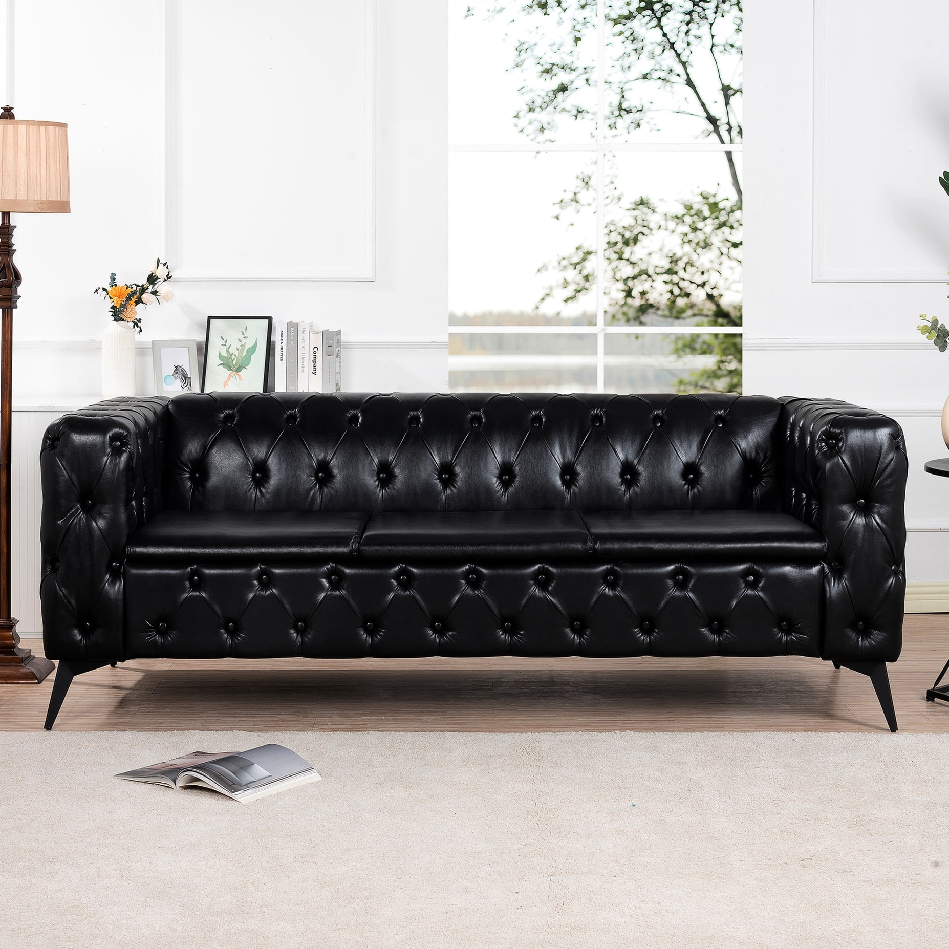 3-Seater Sofa with Spring Pack - Iron Foot Support and Modern Design ...