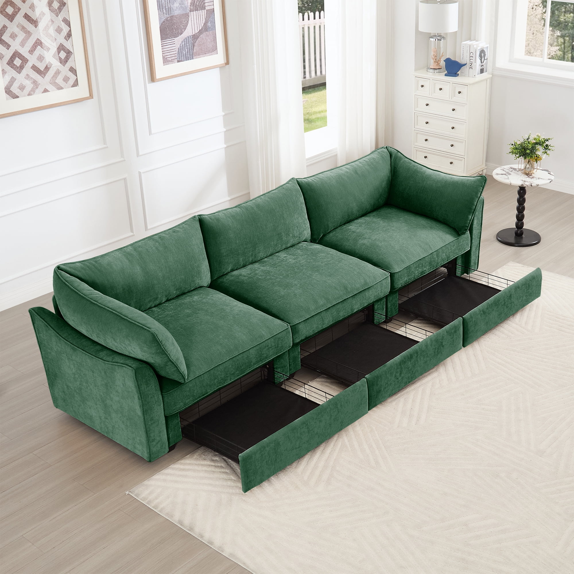 3-Seater Storage Sofa with Pull-Out Drawers – Extra Wide & Deep ...