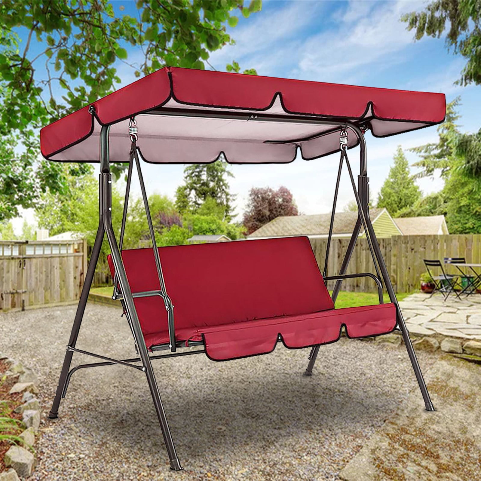 3 Seater Swing Canopy Set,64.56x44.88x5.91" Oxford Cloth Canopy Garden ...