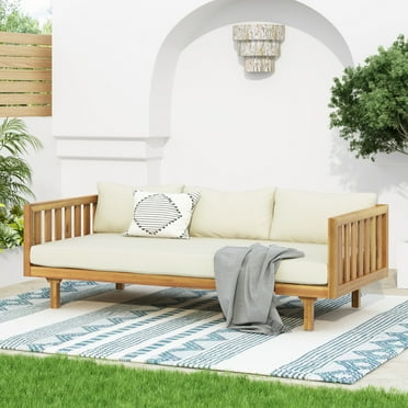 Clansent Outdoor CLAREMONT 3 SEATER DAYBED, Teak Finish+Beige+Mix Brown ...