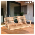3-Seater Wooden Porch Swing, Patio Bench with Table, 440lbs Capacity ...