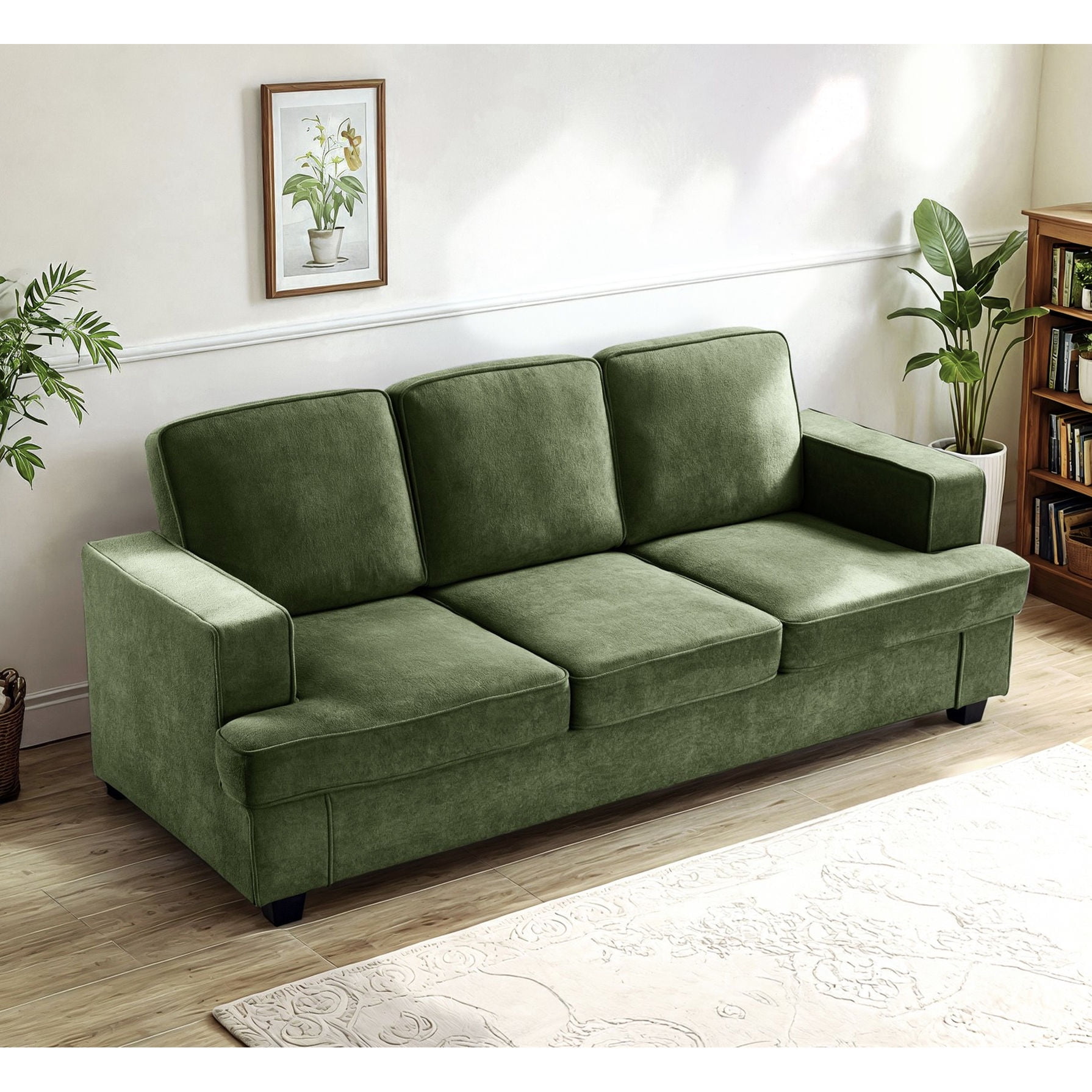 3 Seater with High-Density Foam, Velvet - In Apartment, Transforming ...