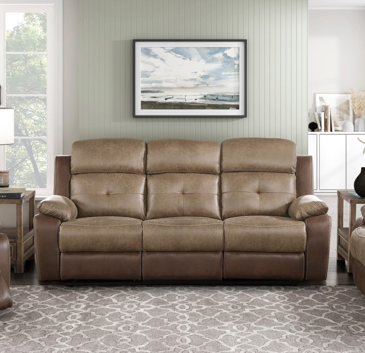 3 Seats Plush Modern Comfort Living Room Adults Recliner Chair with ...