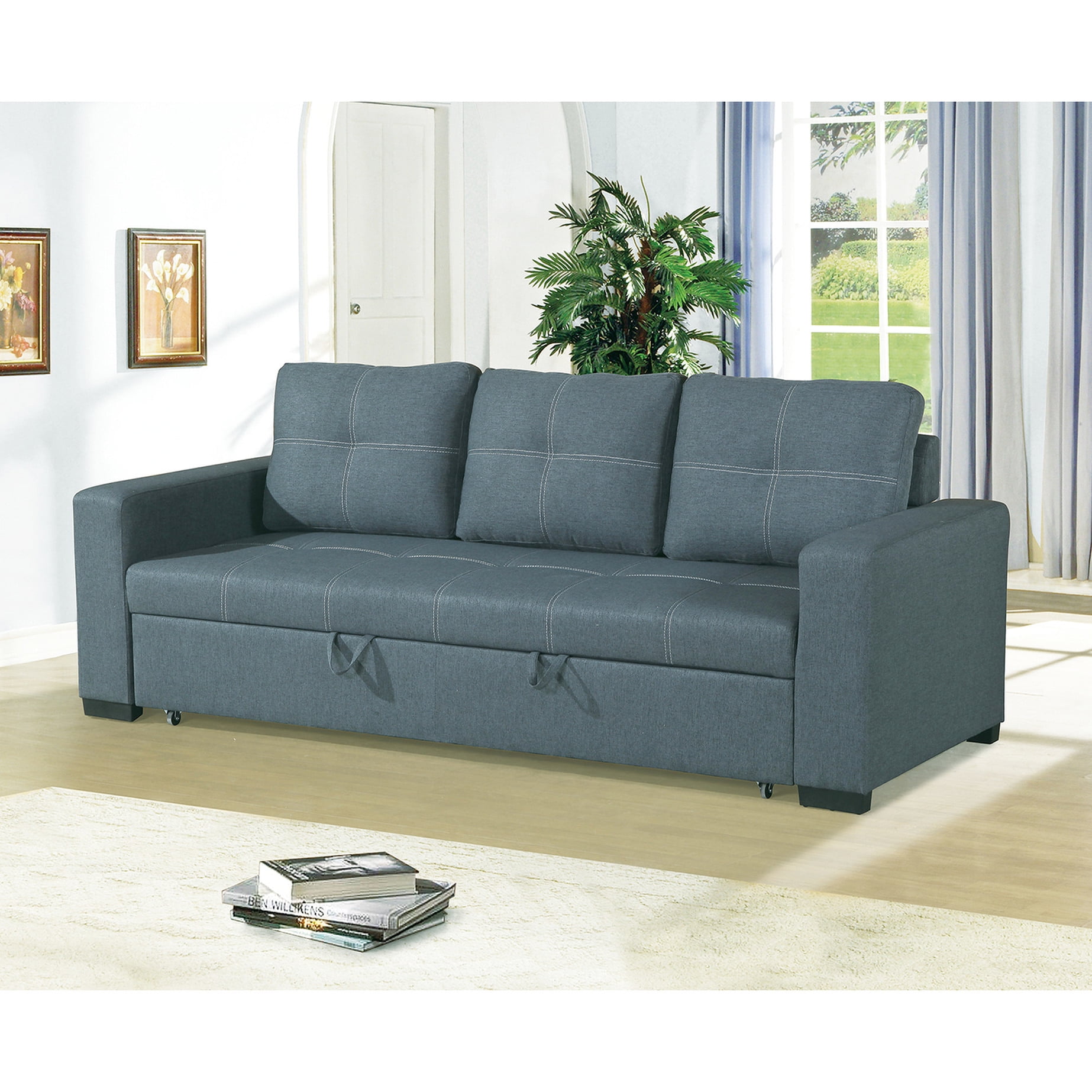 3 Seats Polyfiber Convertible - Smooth Couch to Bed Switch - Guest ...