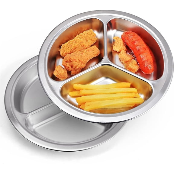 HomeCozy Stainless Steel Dinner Plate for Kids Cartoon Design Divided ...
