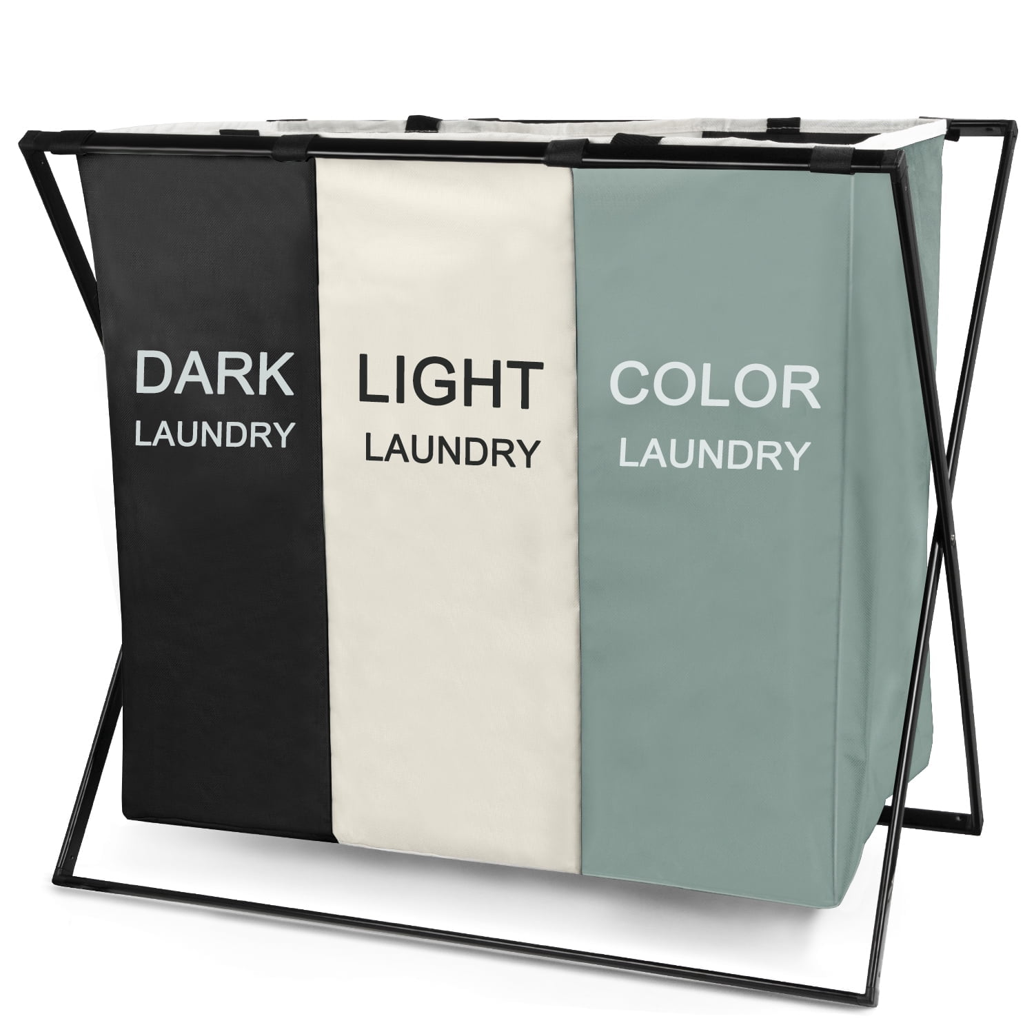 3-Section Laundry Basket Sorter, Collapsible Laundry Hamper for Dirty ...