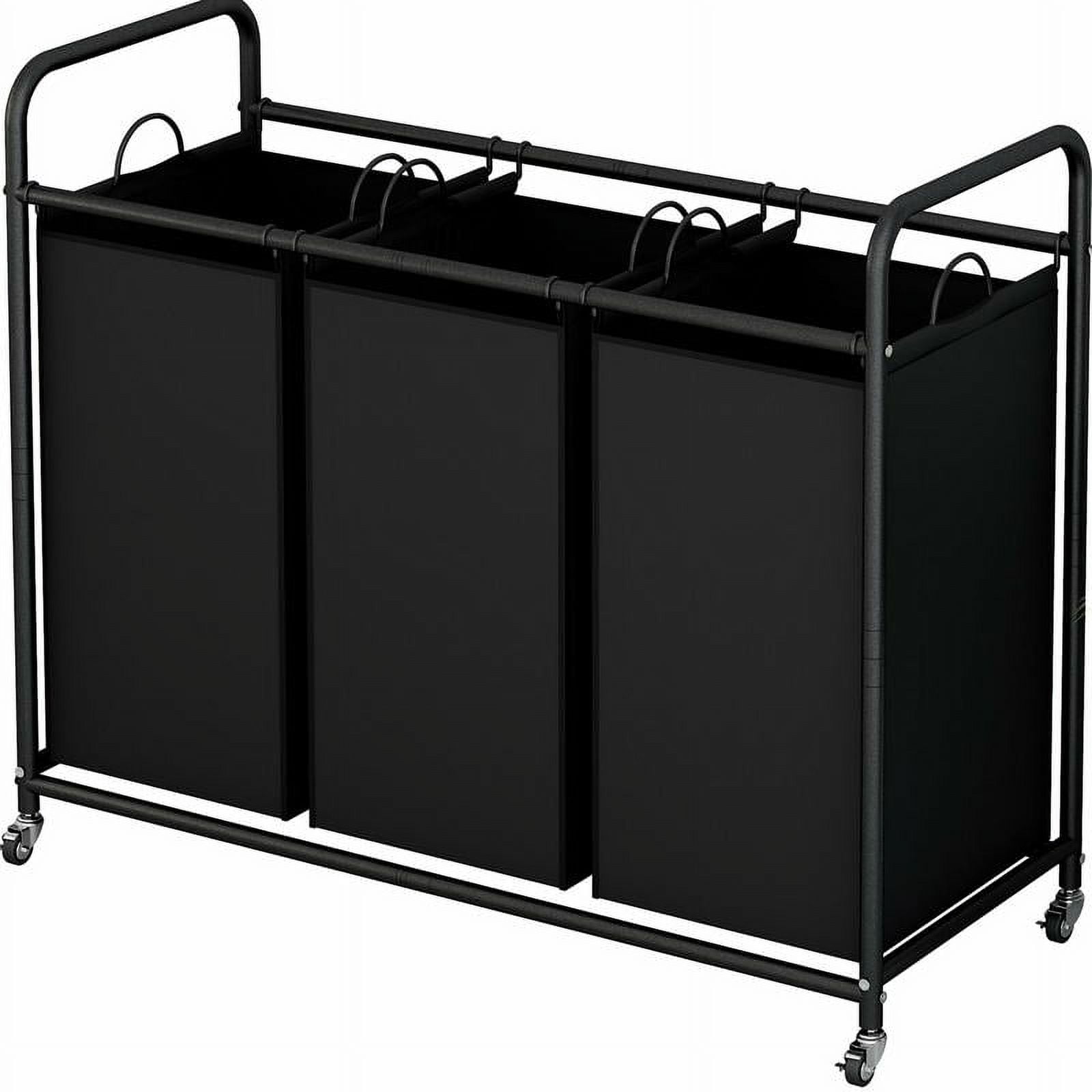 3 Section Laundry Sorter, 3 Bag Laundry Hamper Cart with Heavy Duty ...