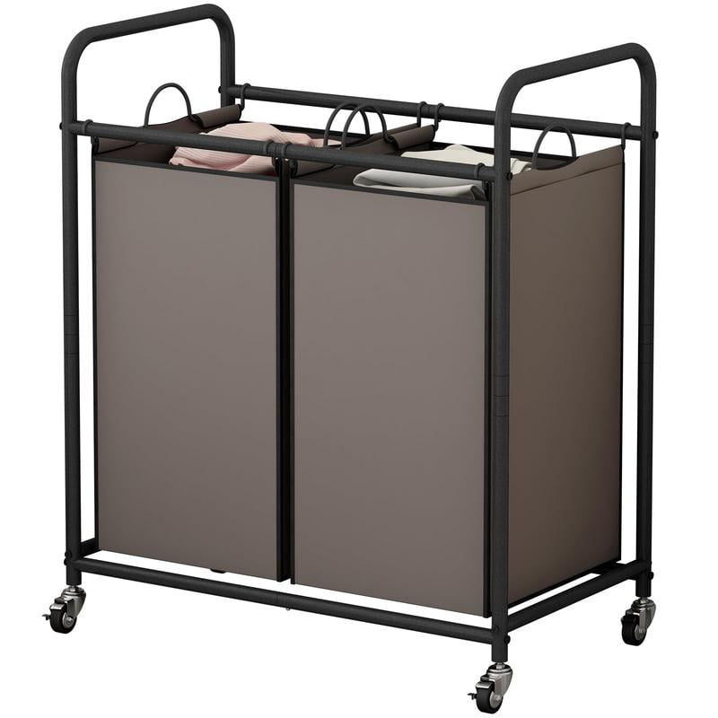 3 Section Laundry Sorter, 3 Bag Laundry Hamper Cart with Heavy Duty ...