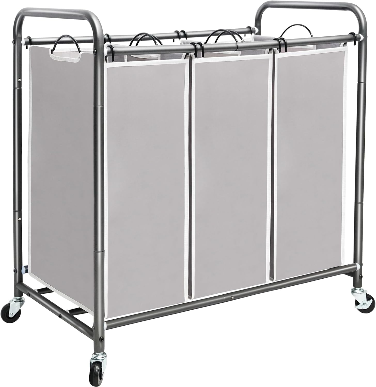 3 Section Laundry Sorter, 35.9 Gal (136 L) Laundry Hamper Cart with ...