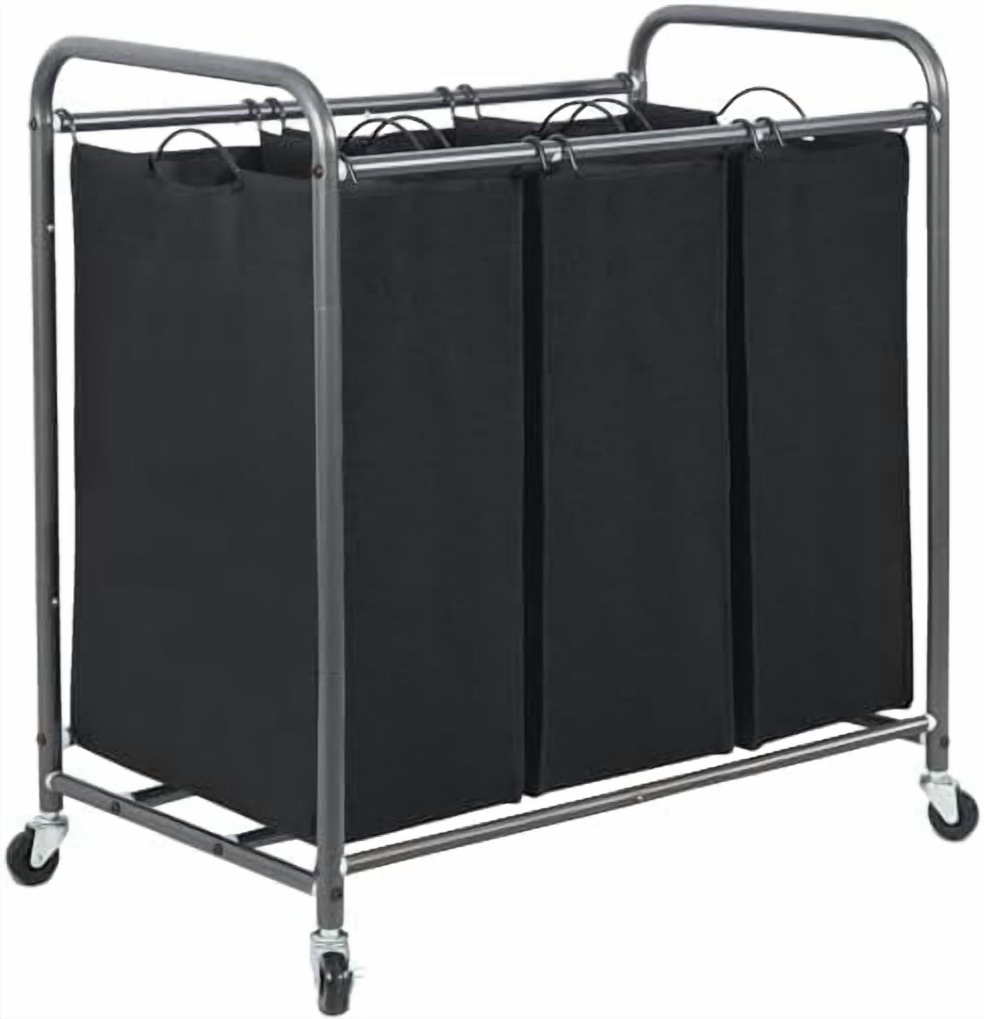 3 Section Laundry Sorter, 35.9 Gal (136 L) Laundry Hamper Cart with ...