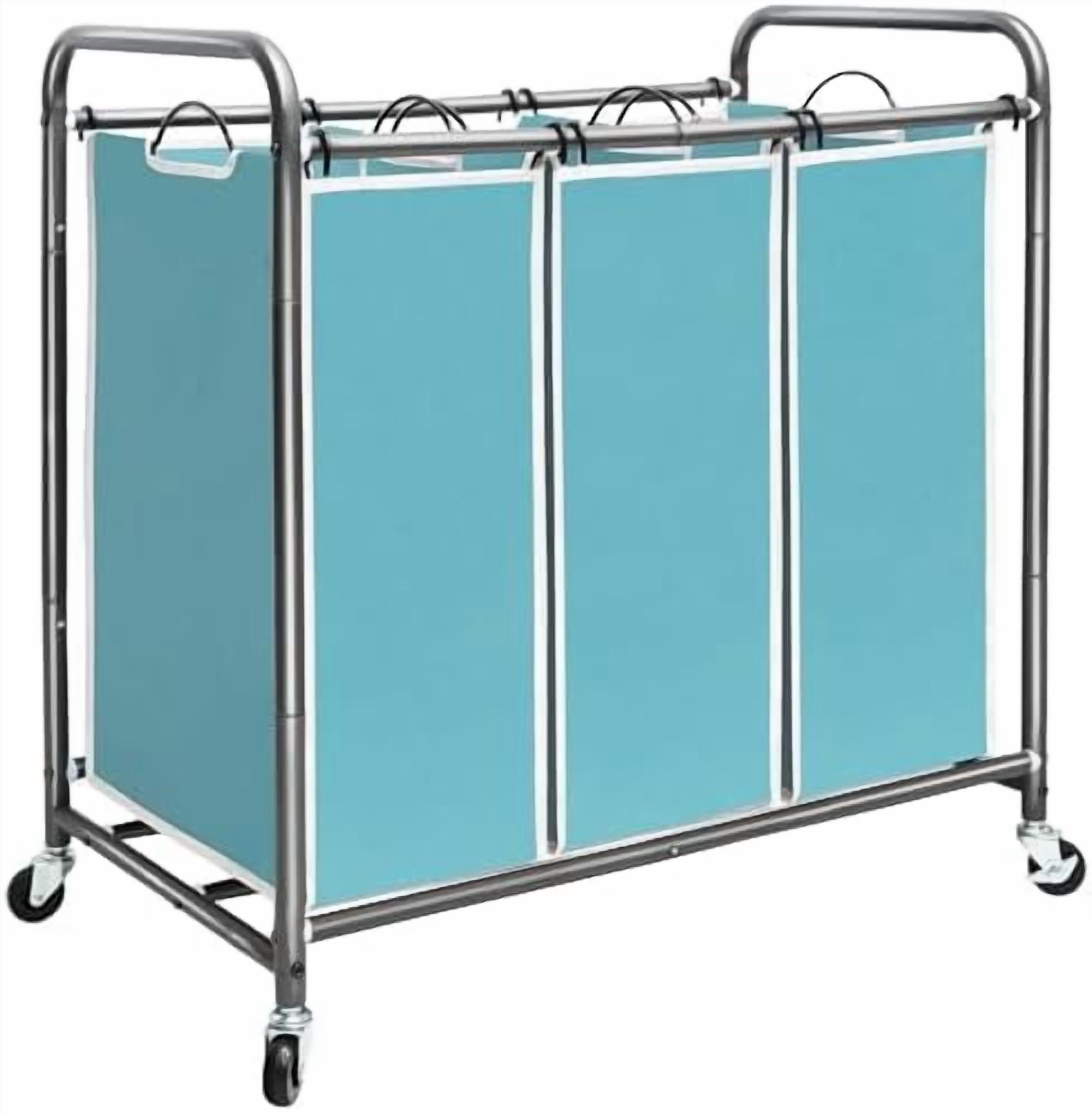 3 Section Laundry Sorter, 35.9 Gal (136 L) Laundry Hamper Cart with ...