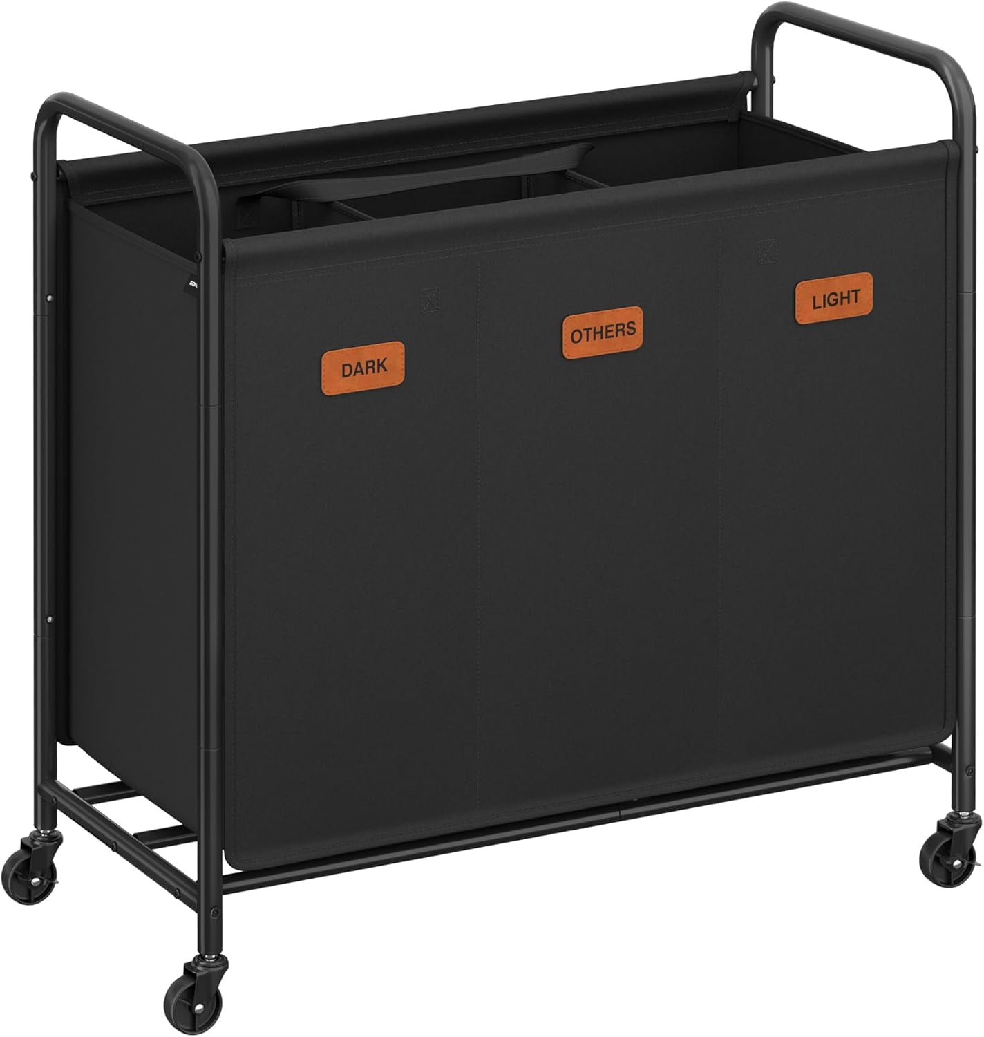 3-Section Laundry Sorter, Laundry Hamper with Wheels, Rolling Clothes ...
