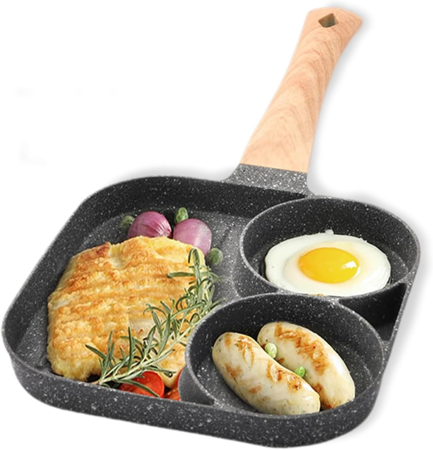 3-Section Nonstick Frying Pan – Divided Skillet for Eggs, Pancakes ...