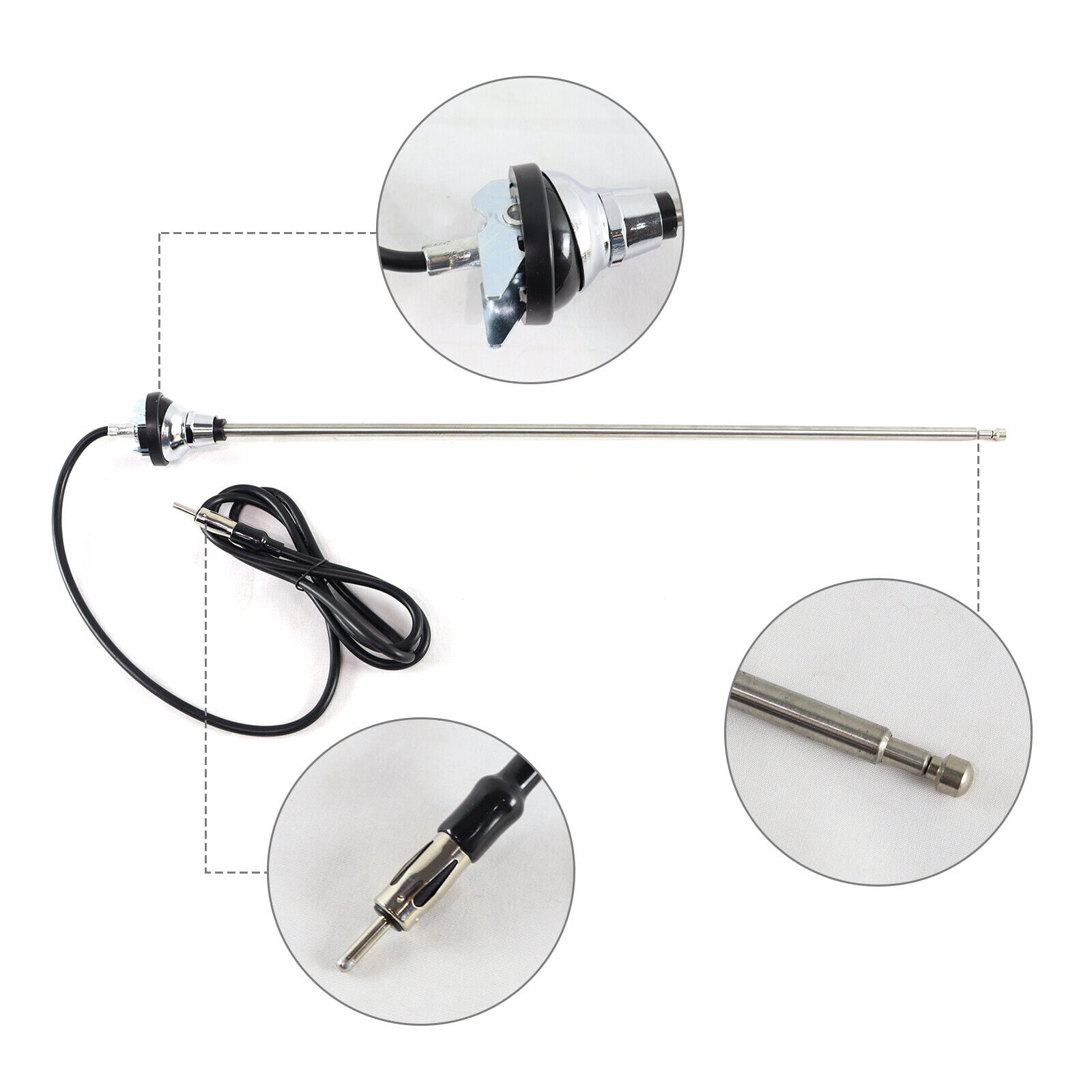 3 Section Retractable Nice Nos Vintage Style AM/FM Radio Antenna Round ...