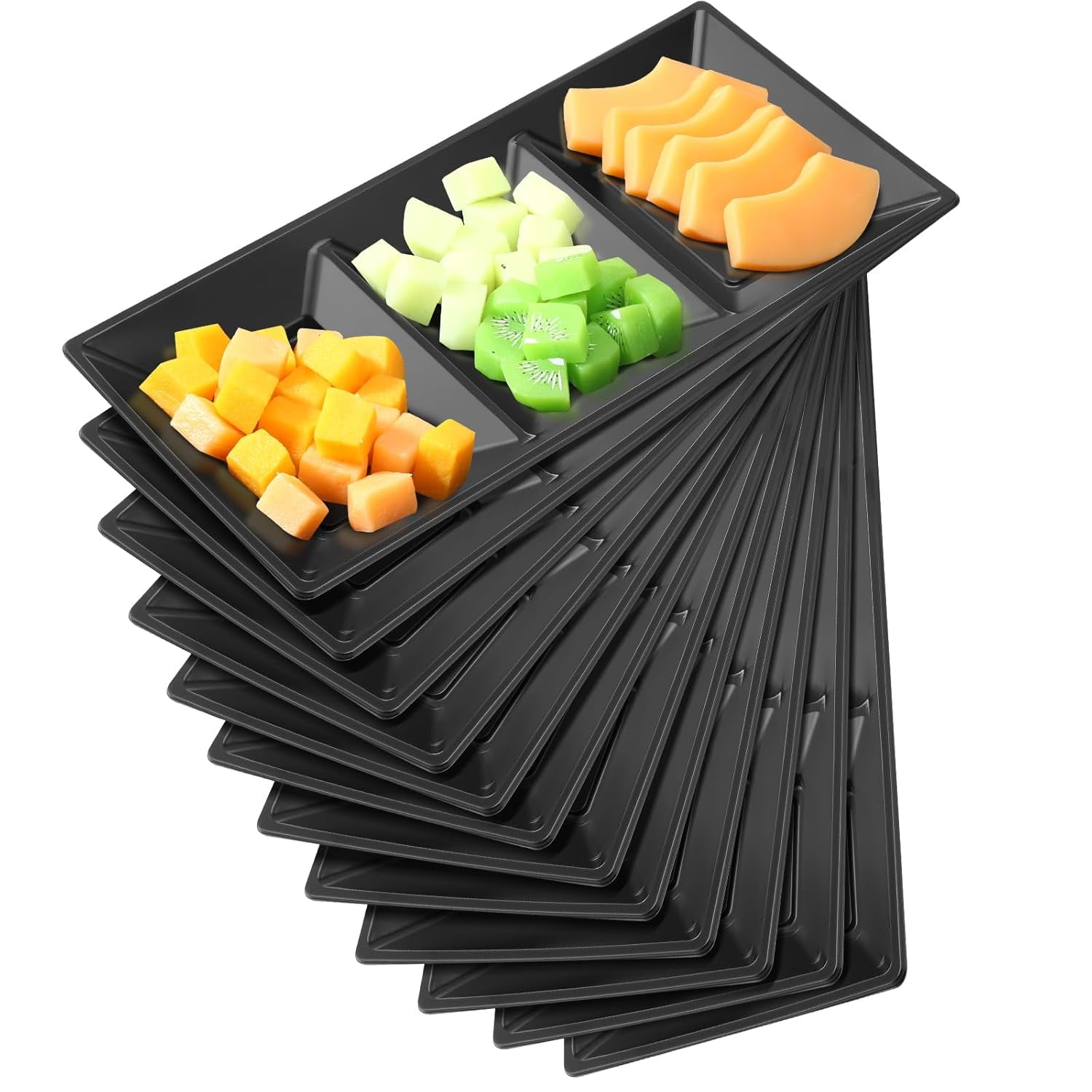 3 Section Serving Tray Bulk Serving Dish Compartment Appetizer Tray ...