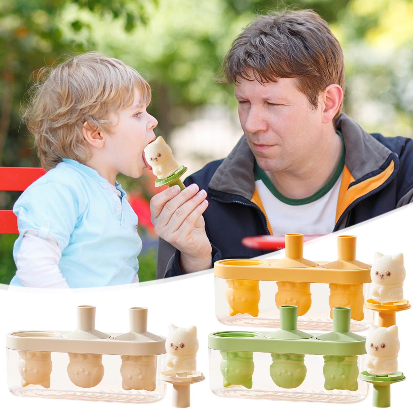 3-Section Vertical Food-Grade Silicone Ice Cream Molds - DIY Homemade ...