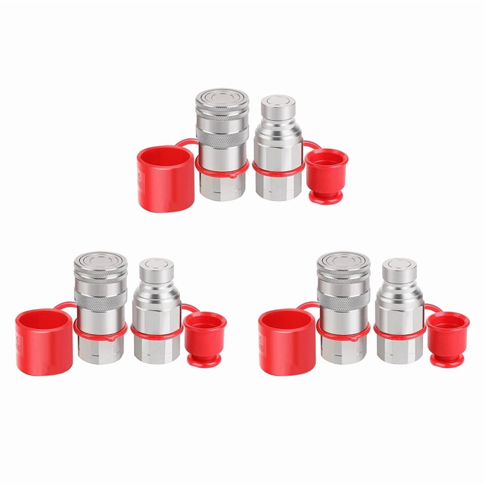 3 Set 1/2Inch NPT Hydraulic Coupler Skid Steer Flat Face Quick Connect ...
