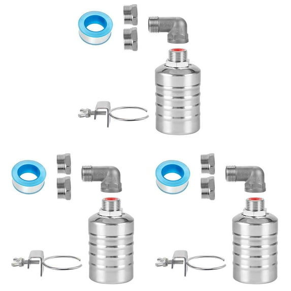 3 Set 1/2Inch to 3/4Inch Water Float Valve,Stainless Steel Fully ...