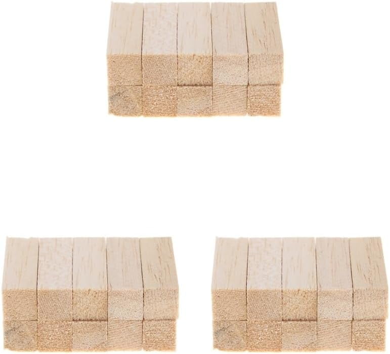 3 Set 10 Pieces Square Wood Stick Block Unfinished Woodcraft Dowel Rod ...