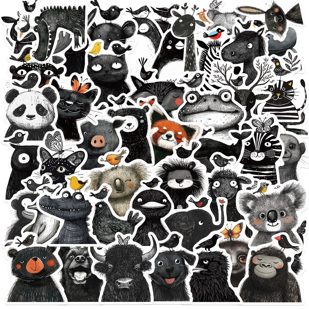 3 Set 50Pcs PVC Waterproof Animals Stickers Self-adhesive Decals for ...