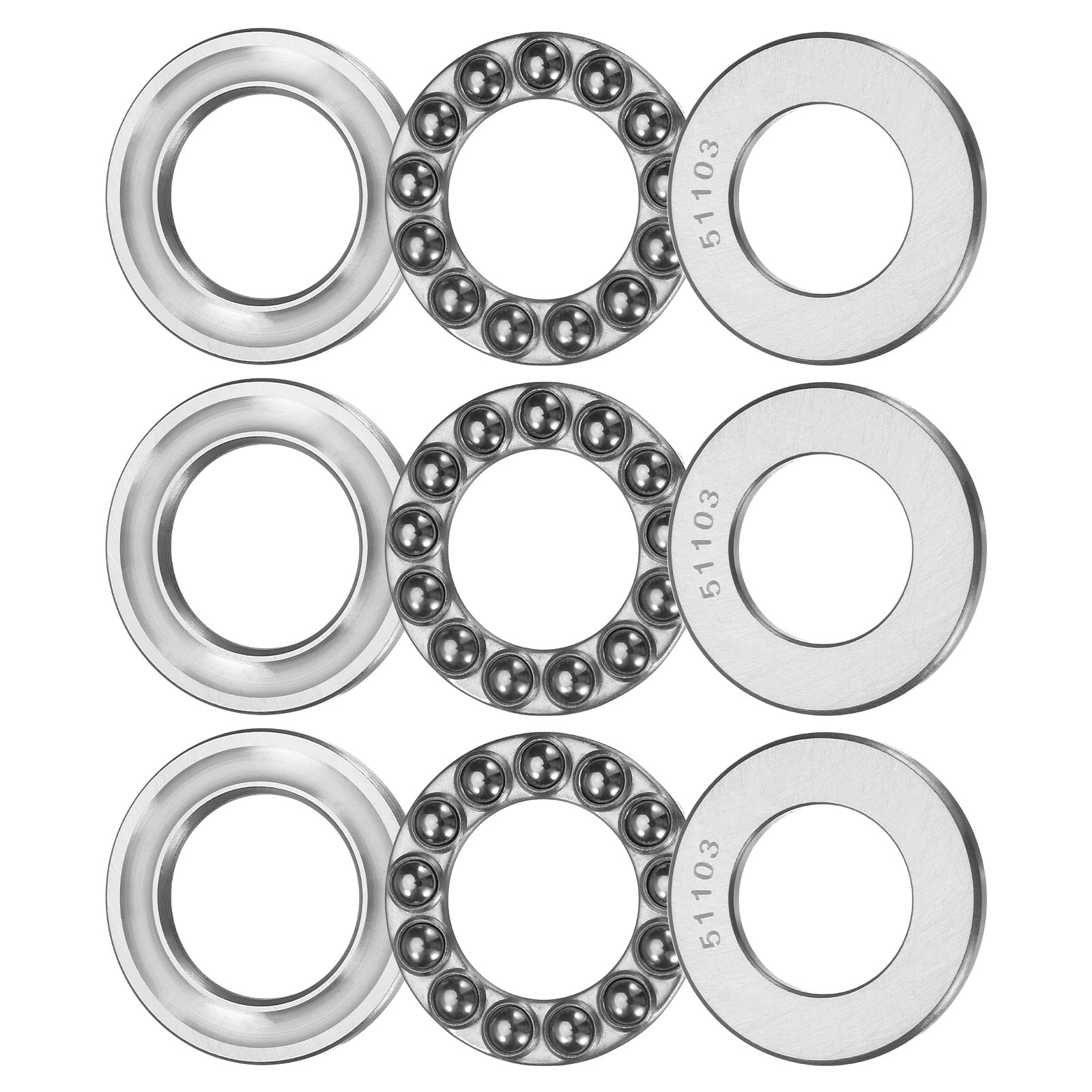 3 Set 51103 Thrust Ball Bearings 17 x 30 x 9mm Plane Axial Ball Bearing ...