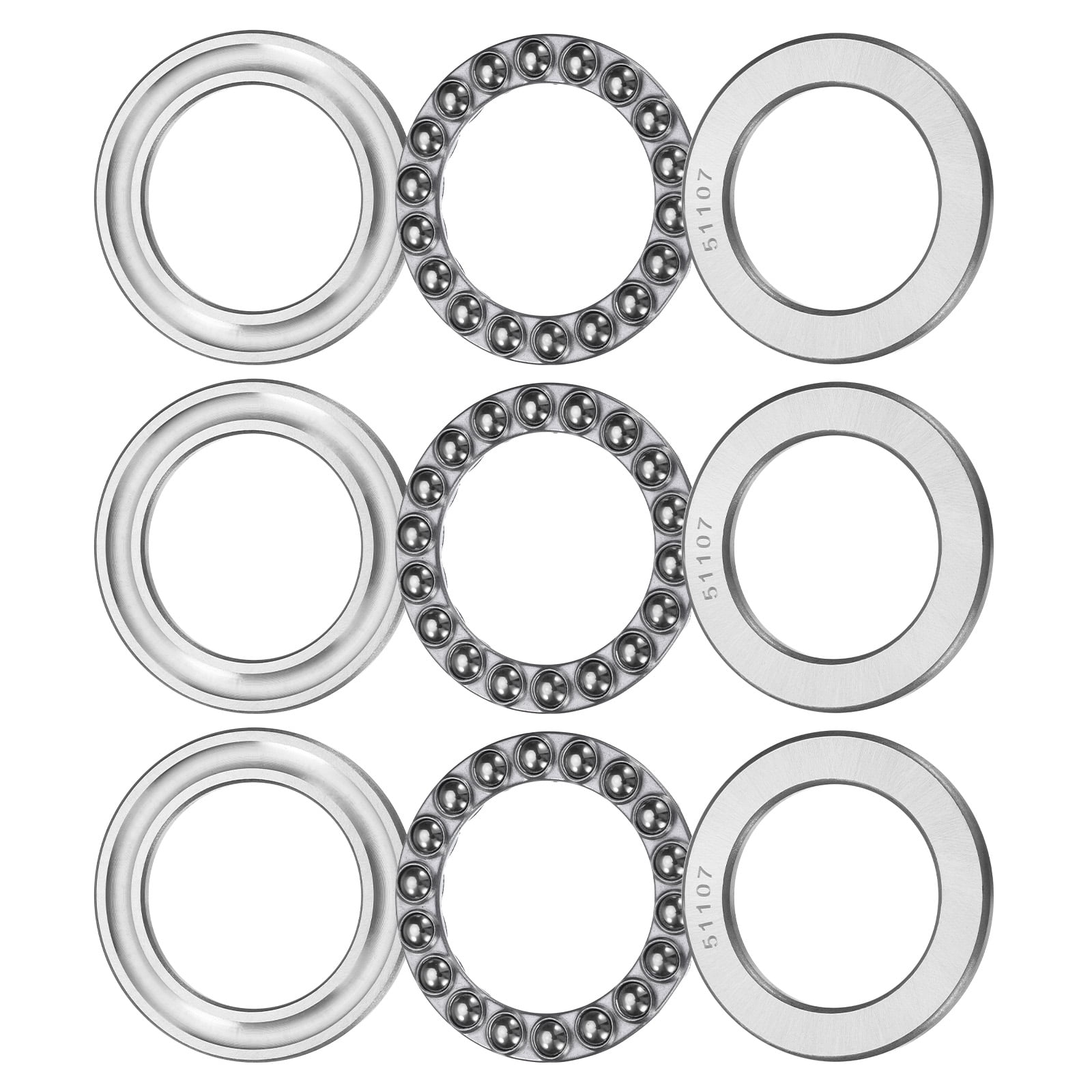 3 Set 51107 Thrust Ball Bearings 35 x 52 x 12mm Plane Axial Ball ...