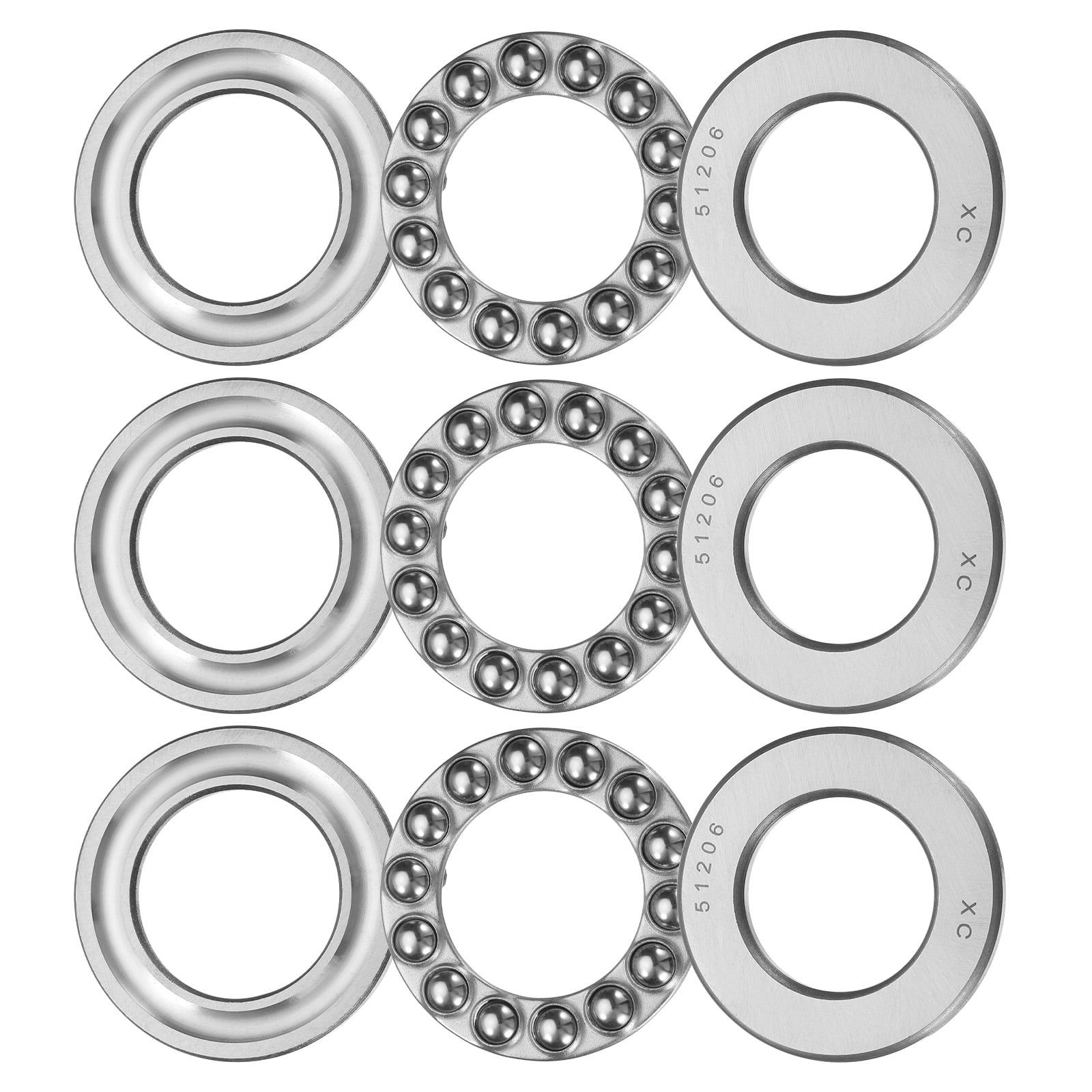3 Set 51206 Thrust Ball Bearings 30 x 52 x 16mm Plane Axial Ball ...
