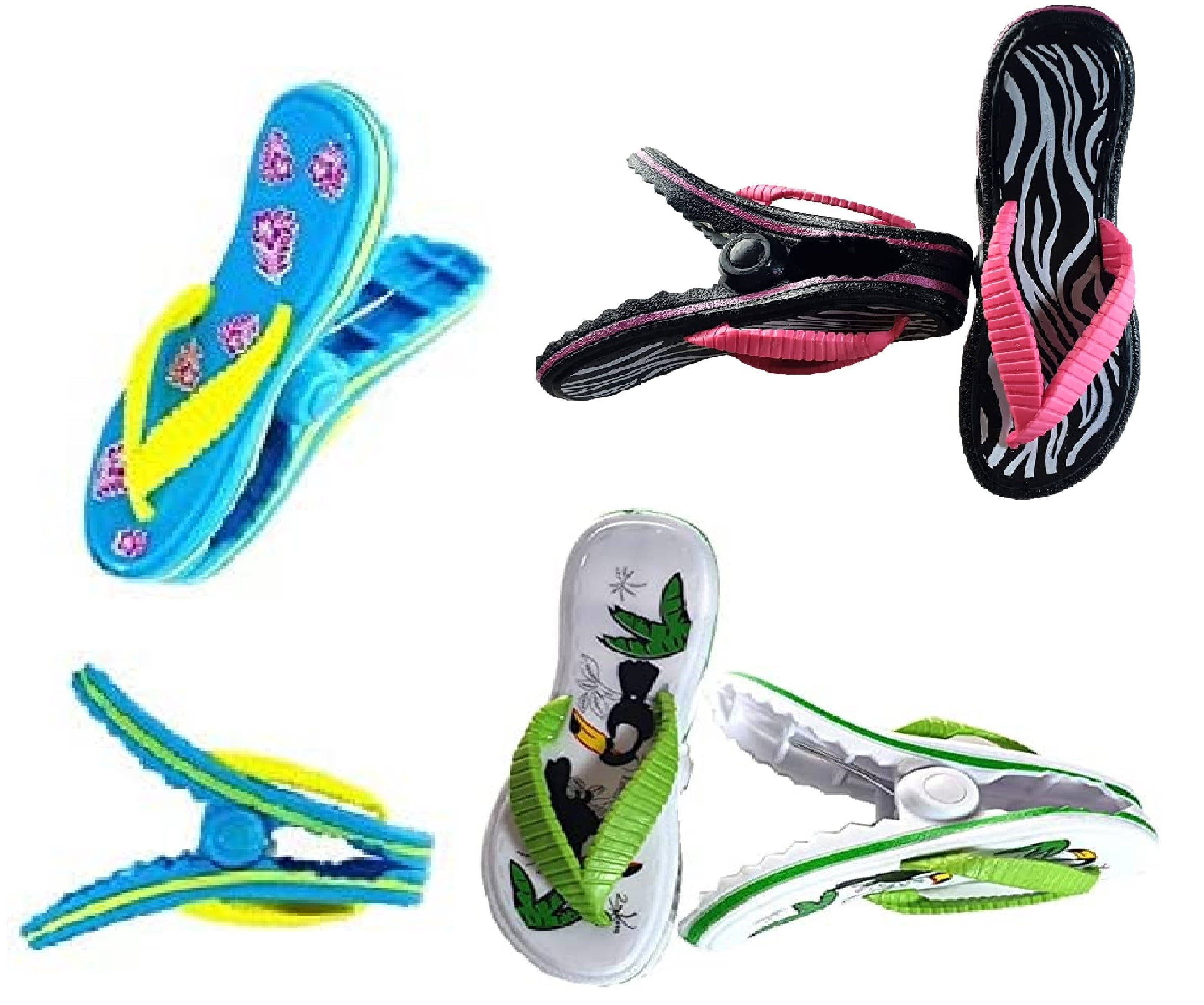3 Set (6 Ct) Black, White, and Blue Flip Flops Beach Towel Clips Jumbo ...