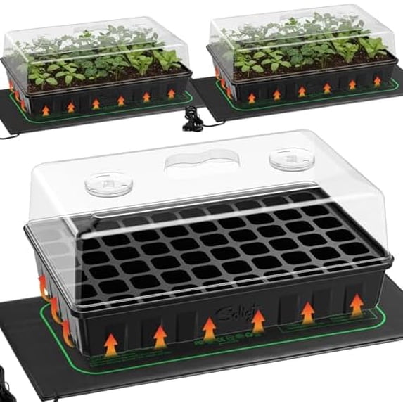 3 Set 60-Cell Seed Starter Kit - Strong Seed Trays with Humidity Domes ...