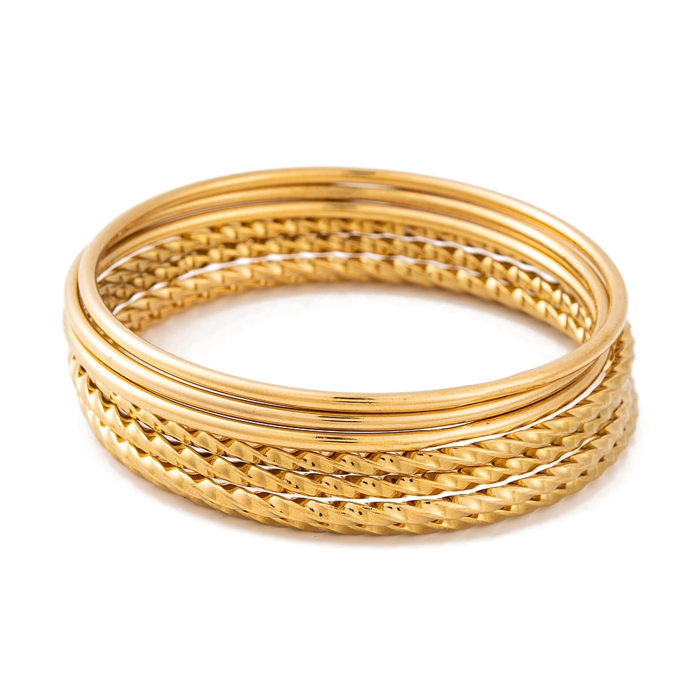 3 Set 7Pcs PVD Vacuum Plating 304 Stainless Steel Ring Bangles Set for ...