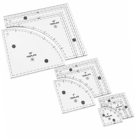 3-Set Acrylic Drunkard's Path Quilting Templates – Premium Clear Sewing ...