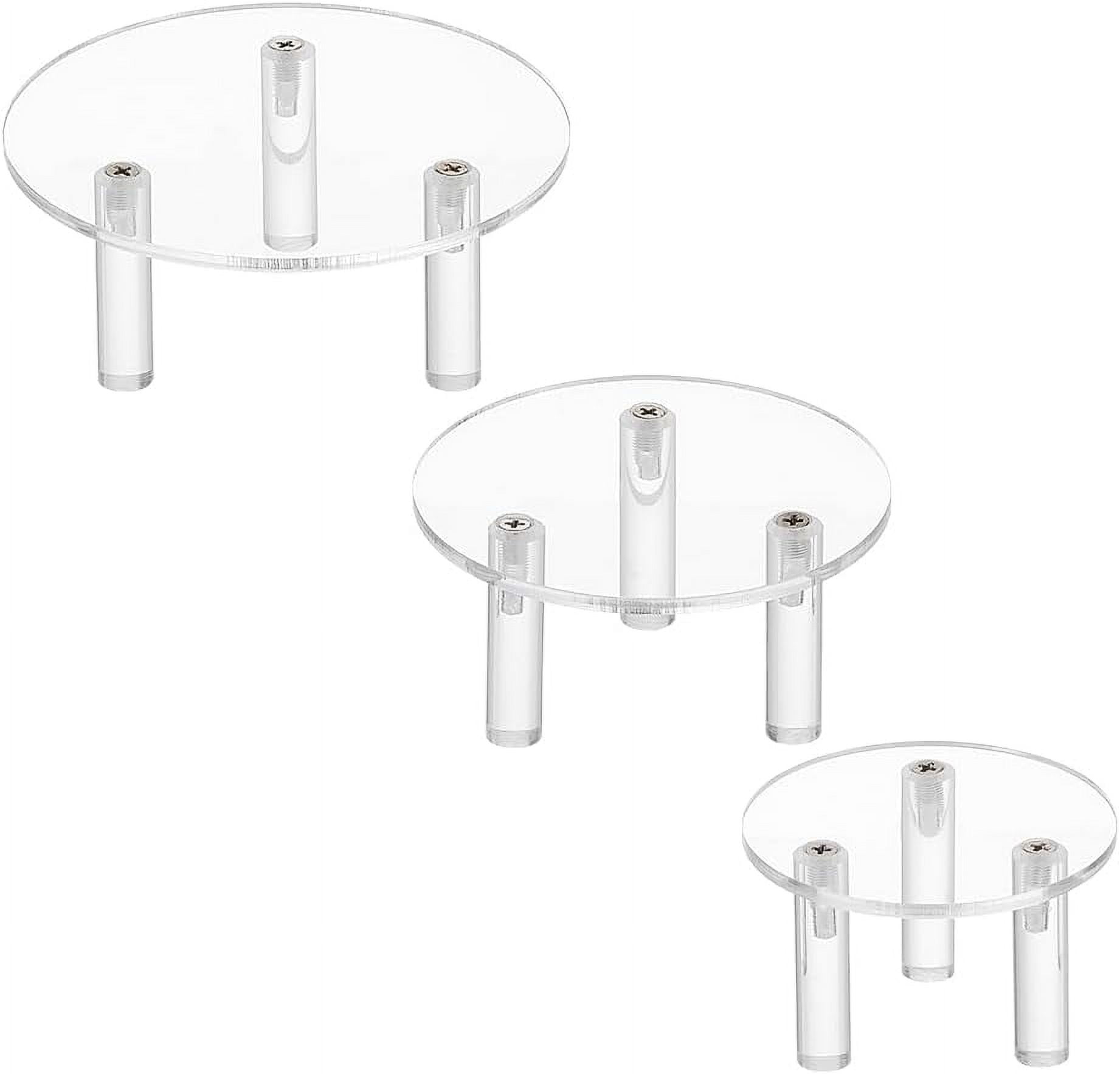 3 Set Acrylic Round Display Riser 4.7/3.9/3.1inch 3-Legs Clear ...