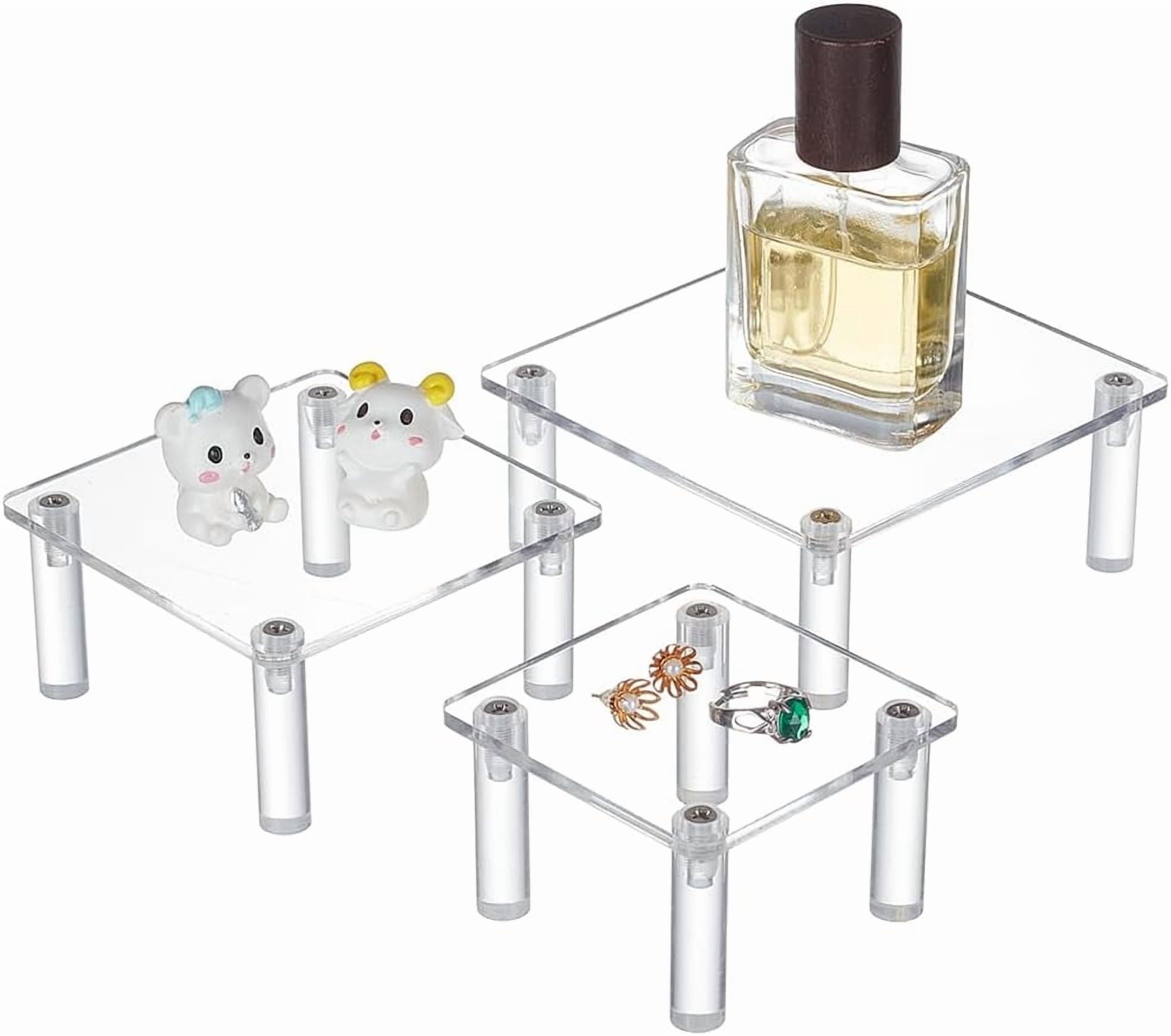3 Set Acrylic Square Display Riser 12/10/8cm Transparent Acrylic ...