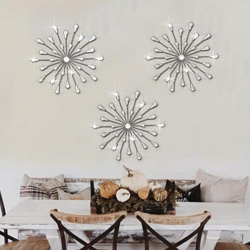 3 Set Black Metal Jeweled Wall Art Bling Crystal Home Décor Rhinestone ...