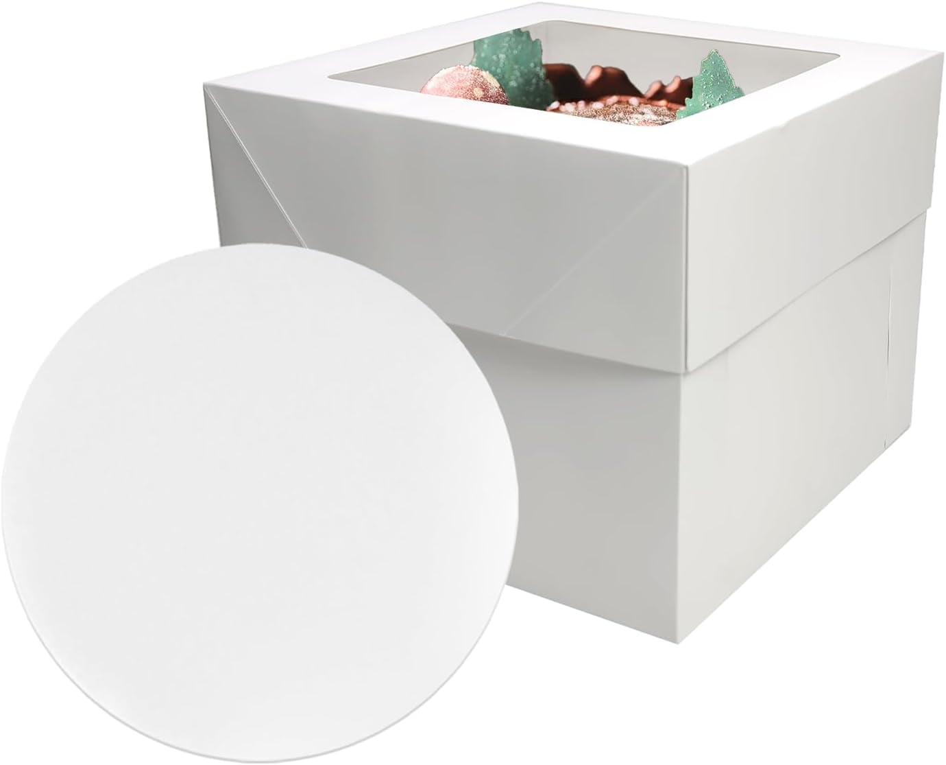 3-Set Cake Boxes with Boards, 12×12×10 in Bakery Cake Boxes for Tall ...