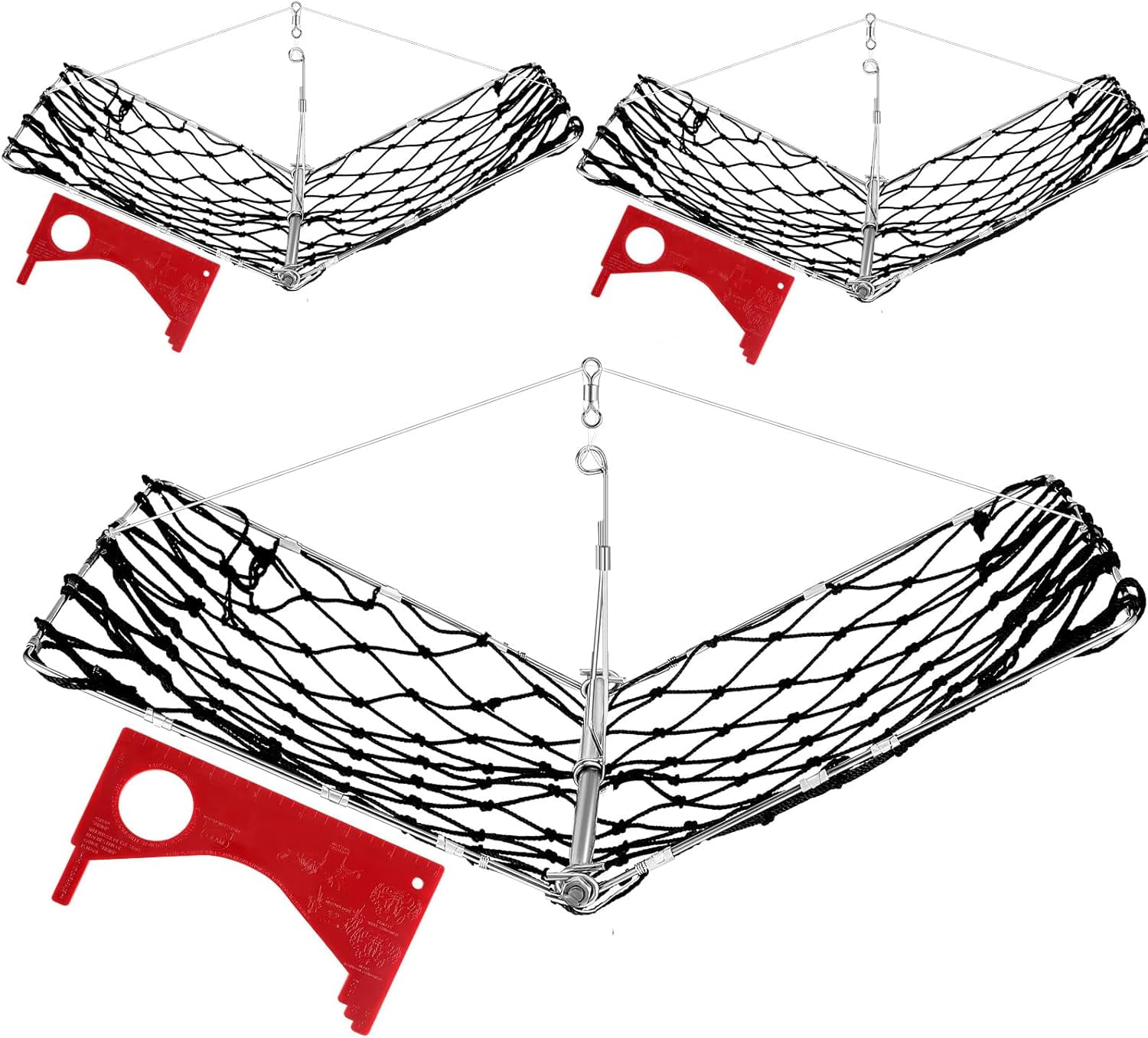 3 Set Castable Crab Trap with Red Gauge and Bait Clip Foldable Crab ...