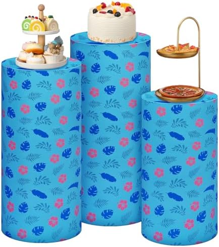 3 Set Cylinder Stand Covers Pedestal for Hawaii Cartoon Party Pink Blue ...