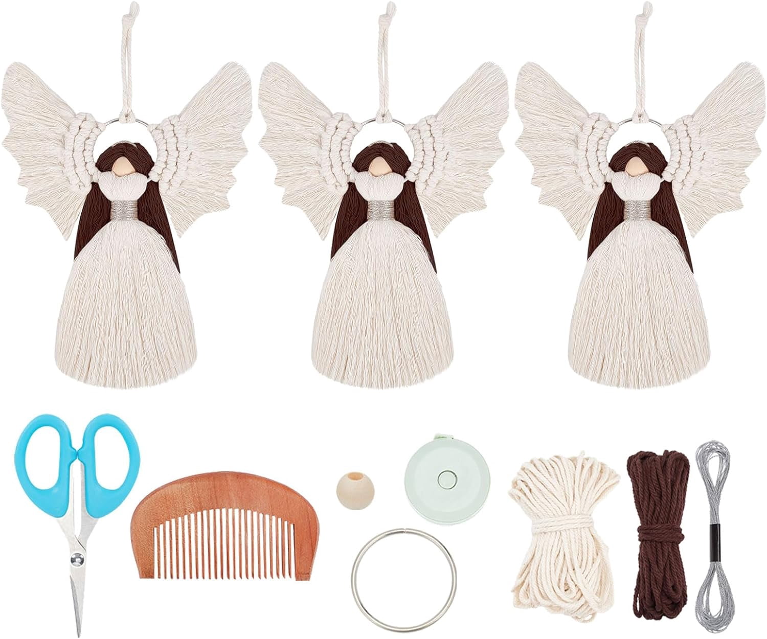 3 Set DIY Angel Macrame Kit Boho Macrame Angel Wings Kit Wall Hanging ...