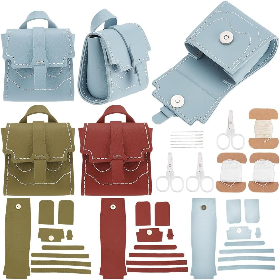 3 Set DIY Leather Bag Kit Leather Purse Kit Leather Working Kit for ...