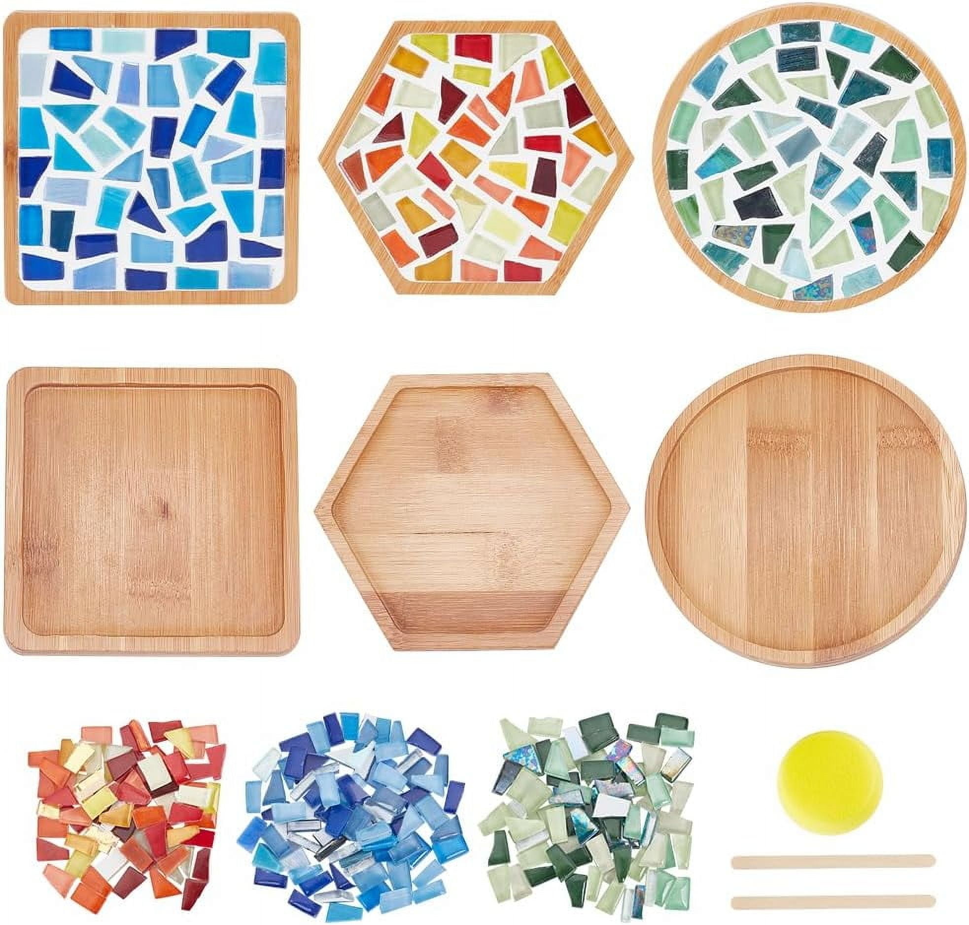 3 Set DIY Mosaic Coaster kit Mixed Colors DIY Glass Mosaic Tiles for ...