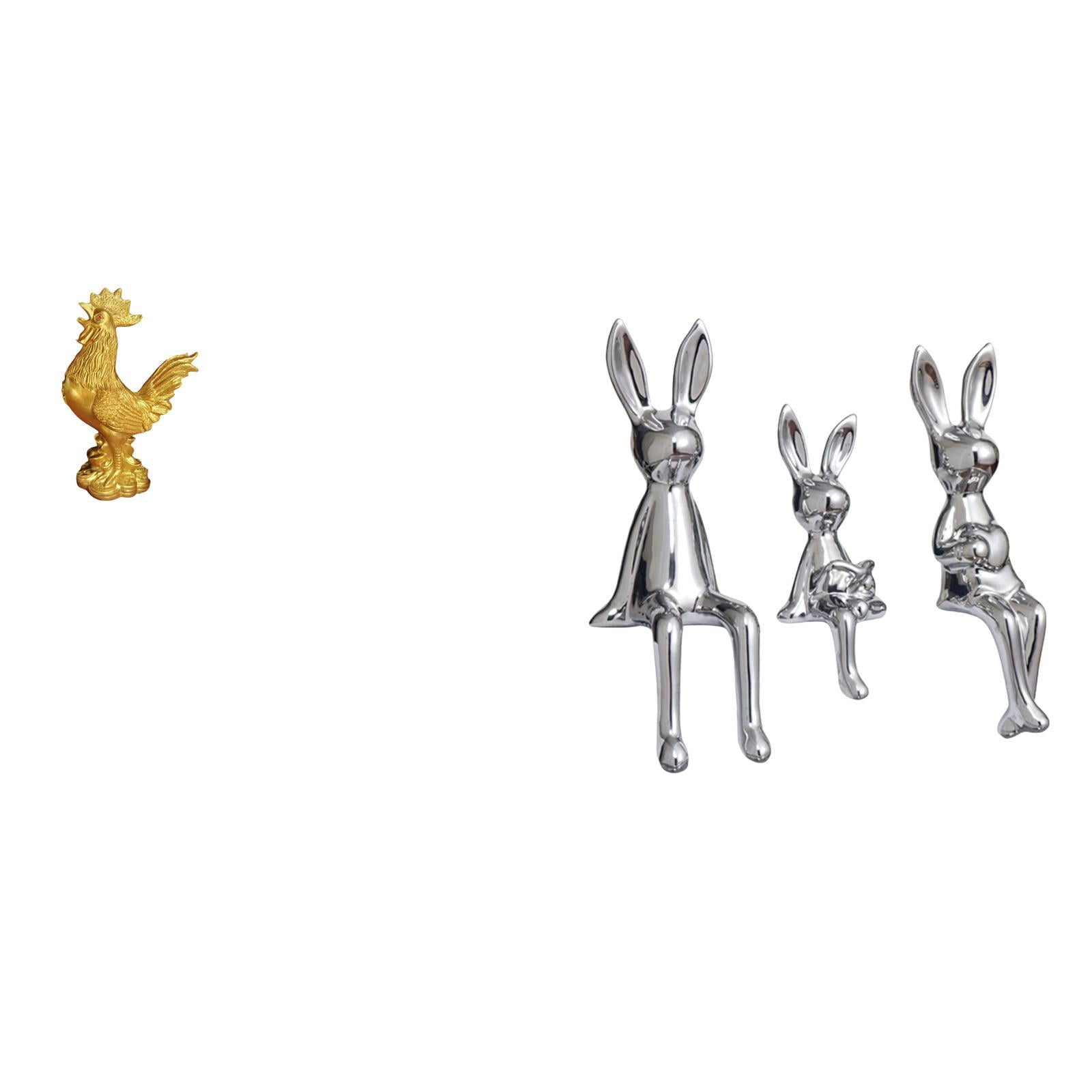 3 Set Decorative Cock Chicken Sculpture Rooster Figurine Resin Statue ...